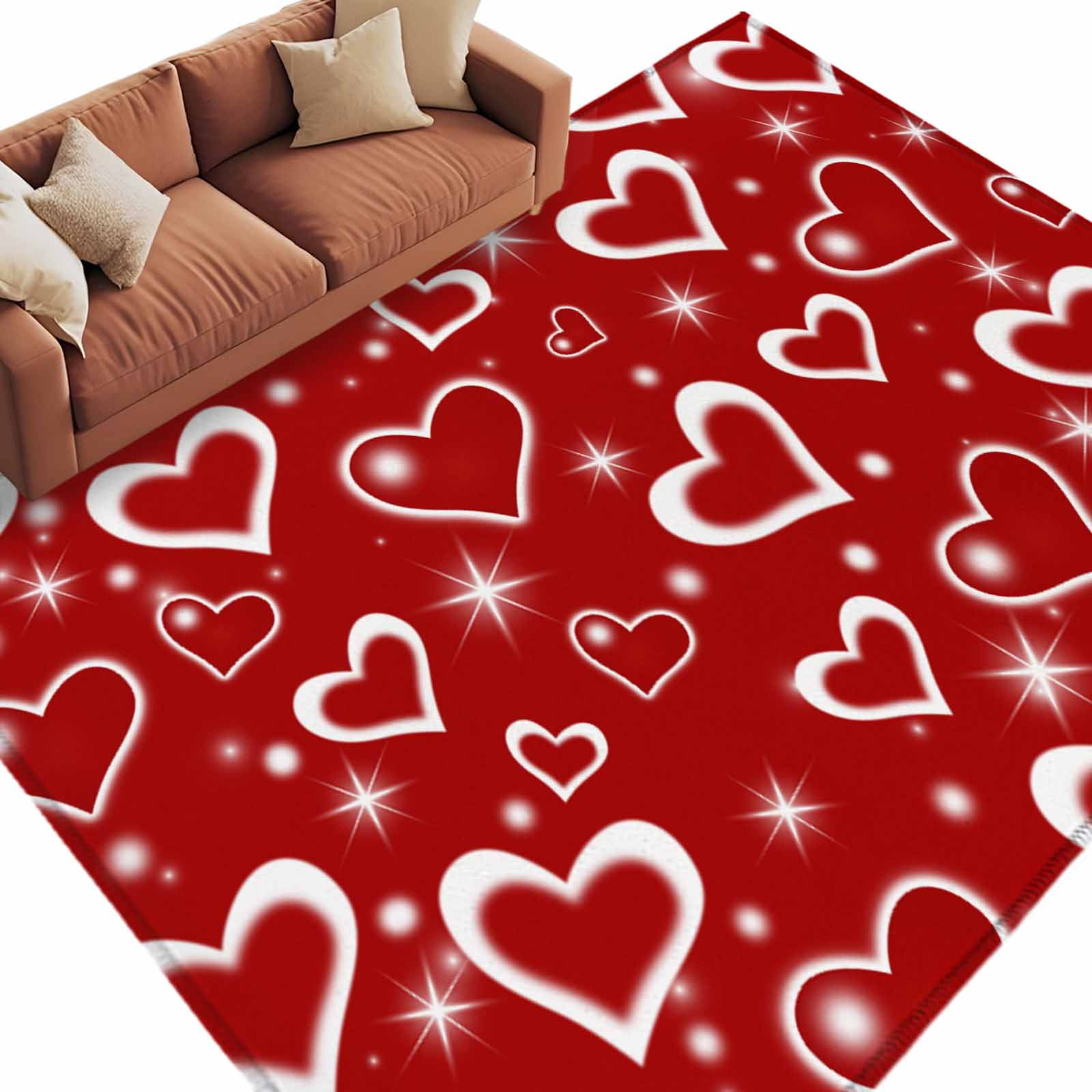 8'x10'Large Area Rugs Red Valentines Love, Washable Area Rugs Non-Slip ...