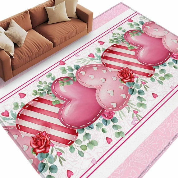 8'x10'Large Area Rugs Valentine's Day Washable Area Rugs Non-Slip ...