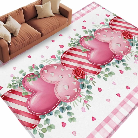 8'x10'Large Area Rugs Valentines Day Washable Area Rugs Non-Slip Indoor ...