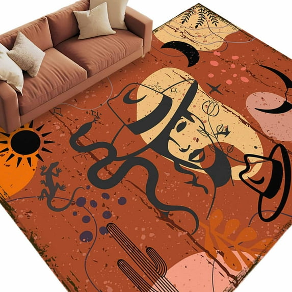 8'x10'Large Area Rugs Western Boho Washable Area Rugs Non-Slip Indoor ...