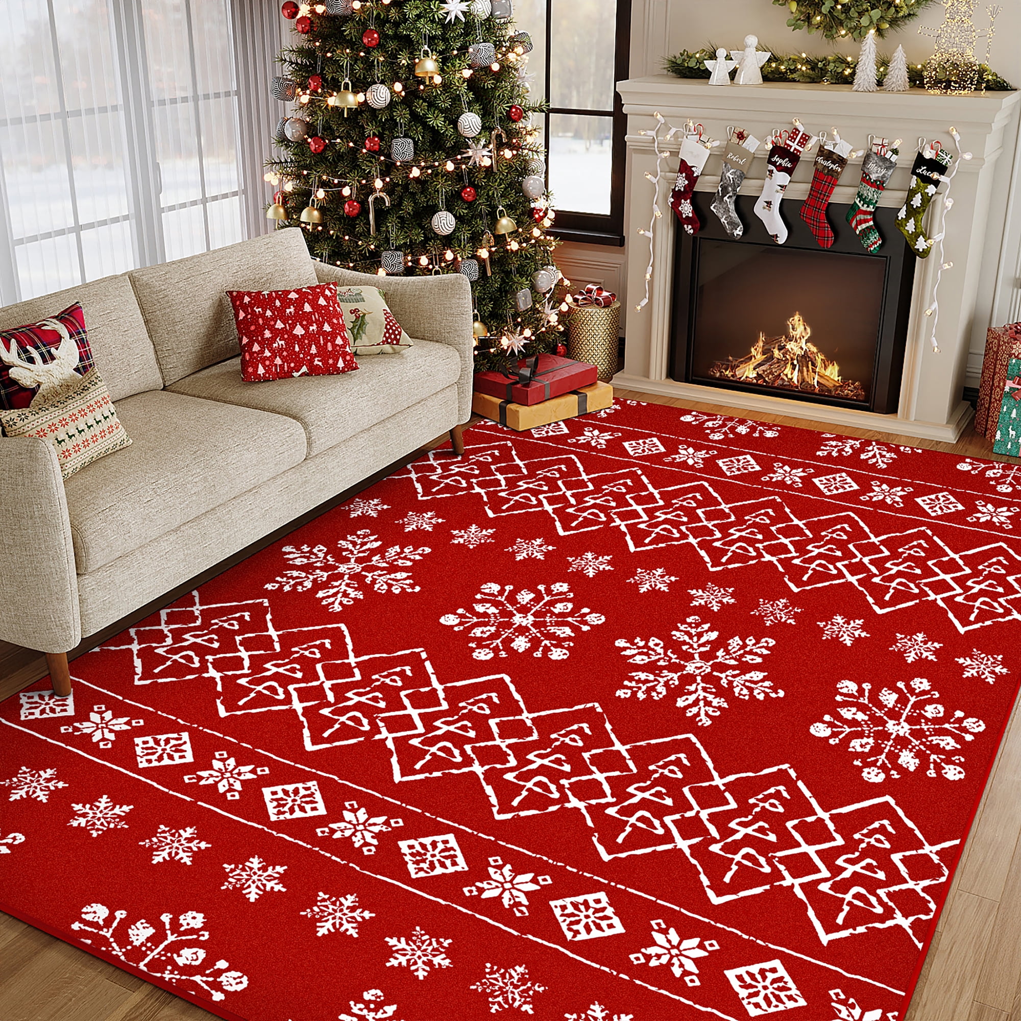 BERTHMEER 8'x10' Large Christmas Area Rugs for Living Room Kitchen ...