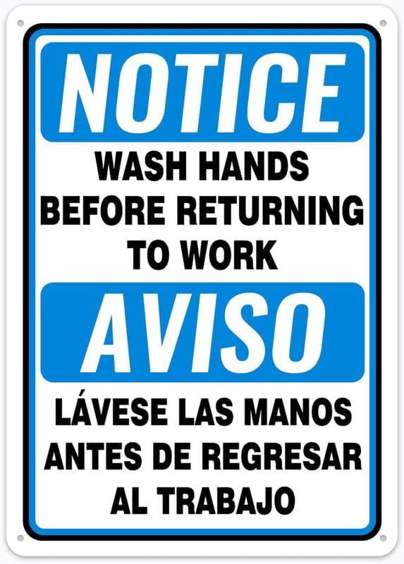 8"x12" Aluminum Metal Sign Plate - Notice Safety Sign Wash Hands Before ...