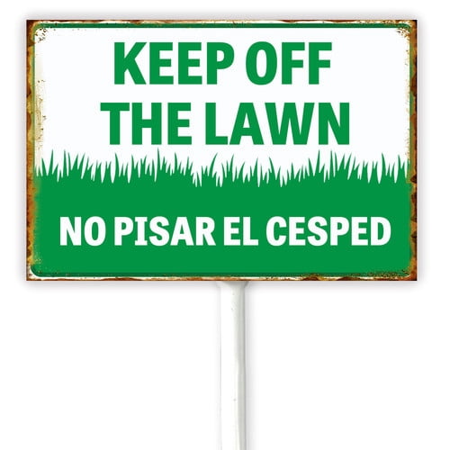 8"x12" Aluminum Outdoor Signs, Bilingual Keep Off the Lawn Sign, No ...