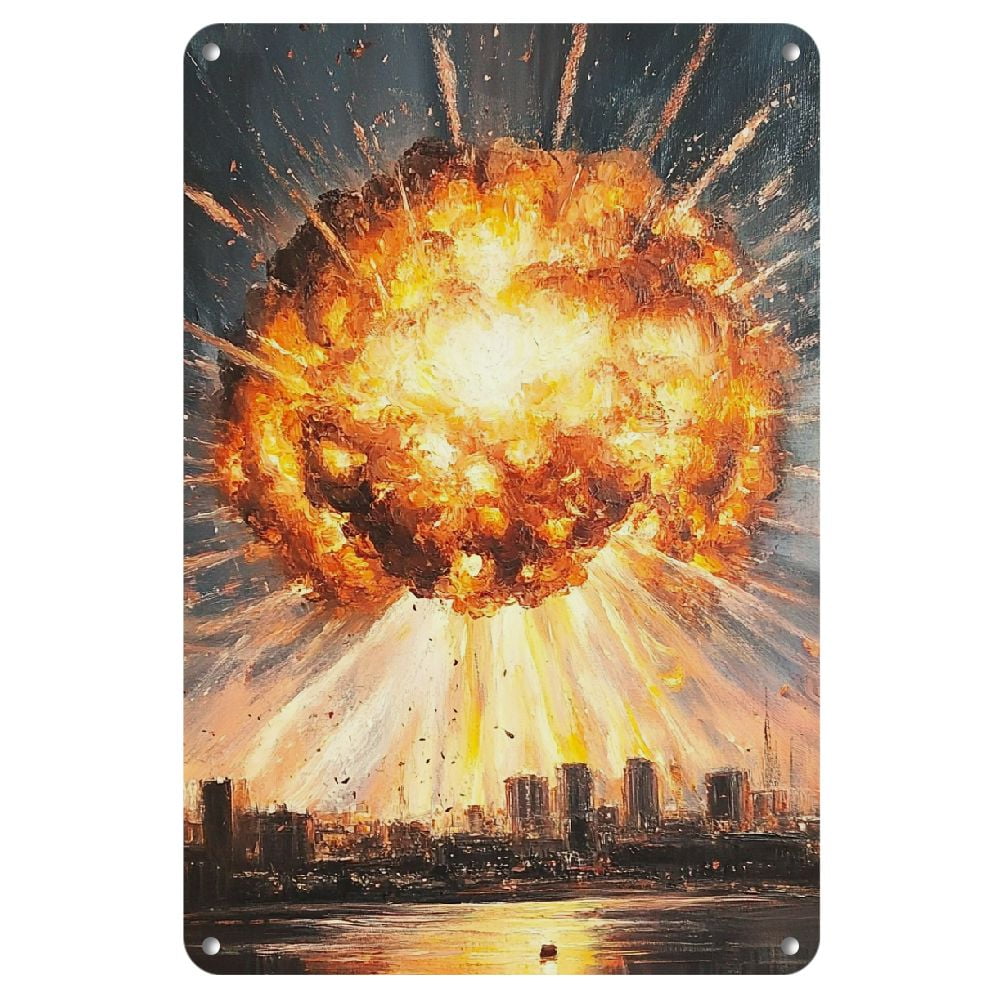 8"x12" Iron Wall Art - Dynamic Bomb Explosion Scene, Textured Metal ...