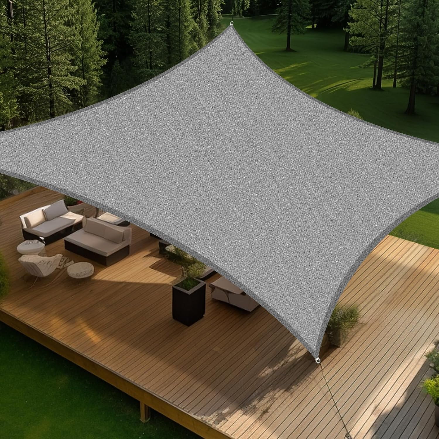 8'x12' Light Grey Sun Shade Sail Curved Commercial Outdoor Shade Cover ...