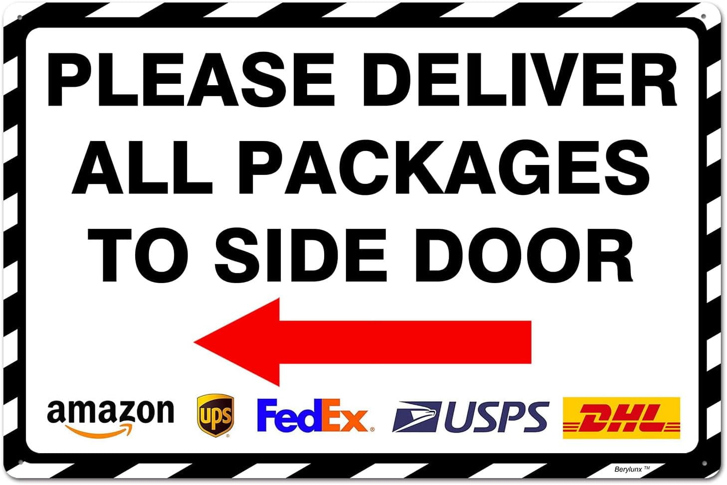 8"x12" Metal Sign Please Deliver All Packages to Side Door Left Arrow ...