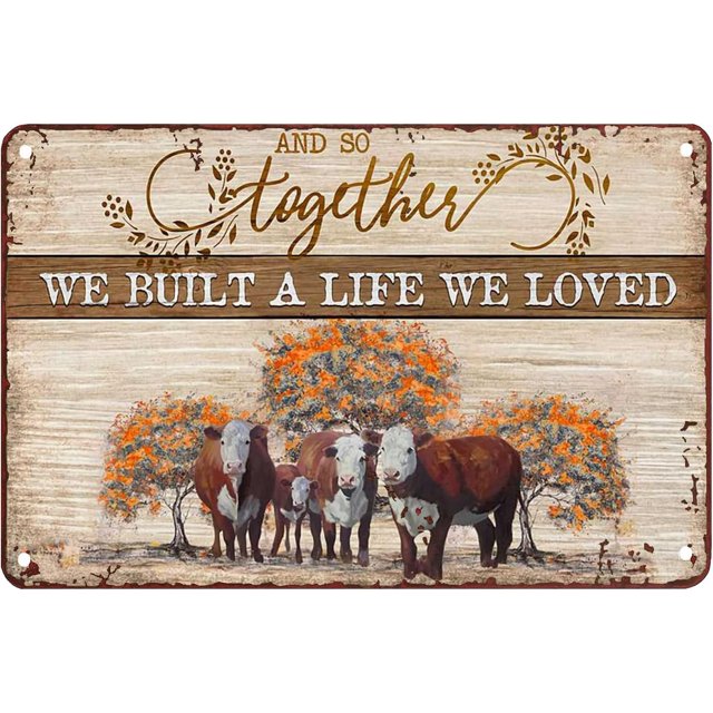 8"x12" Metal Wall Art Decor Farm Poster Farm Cow And So Together We ...