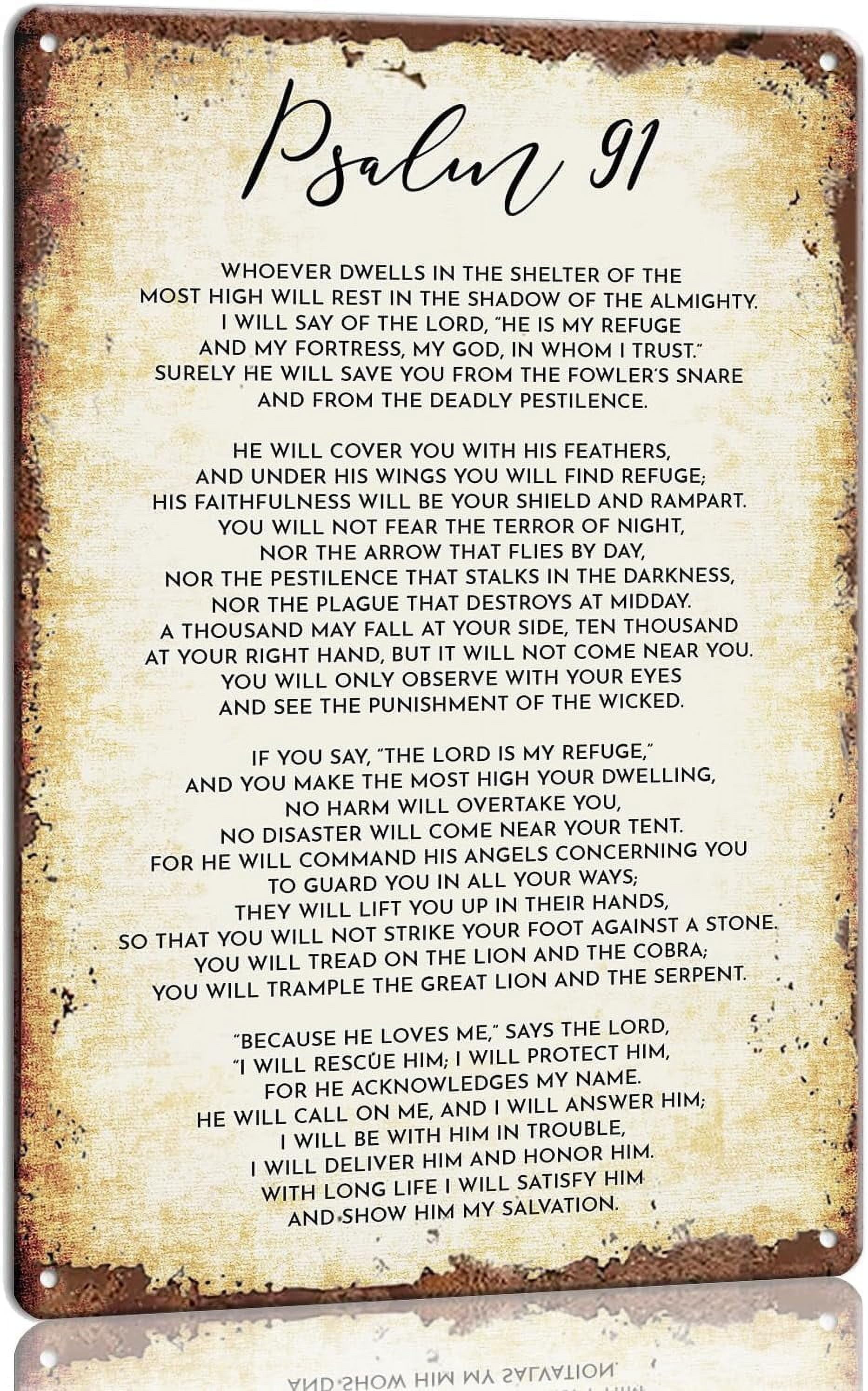 8"x12" Psalm 91 Wall Art Scripture Bible Verse Wall Decor Metal Sign ...
