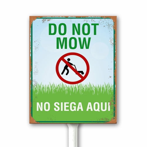 8"x12" Vintage Bilingual Do Not Mow Sign With Symbol NO SIEGA AQUI ...