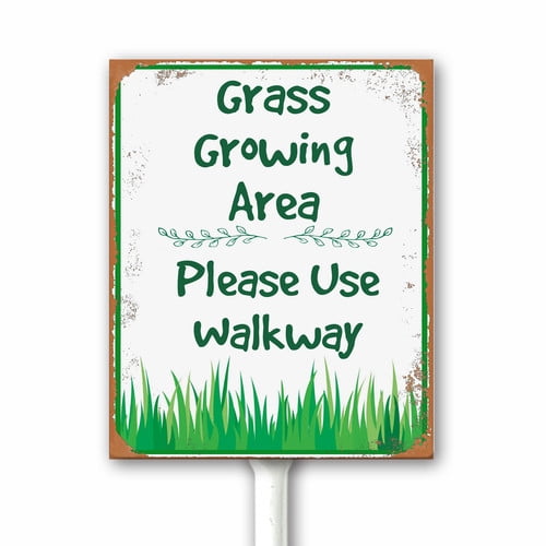 8"x12" Vintage Grass Growing Area Please Use Walkway Sign Outdoor Garde ...