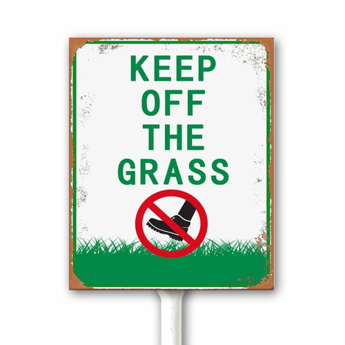 8"x12" Vintage Keep off Grass Yard Sign With Stake, Funny Get off Lawn ...