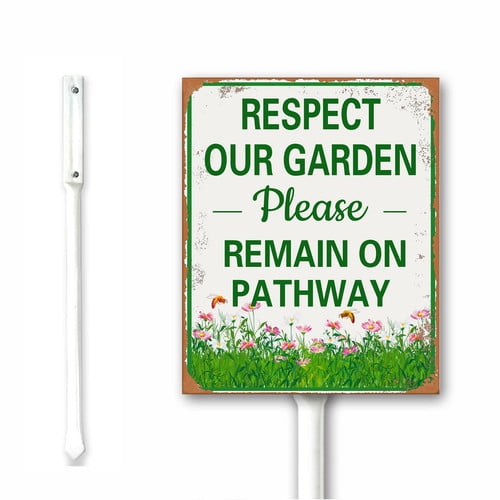 8"x12" Vintage Respect Our Garden Please Remain On Pathway Aluminum ...