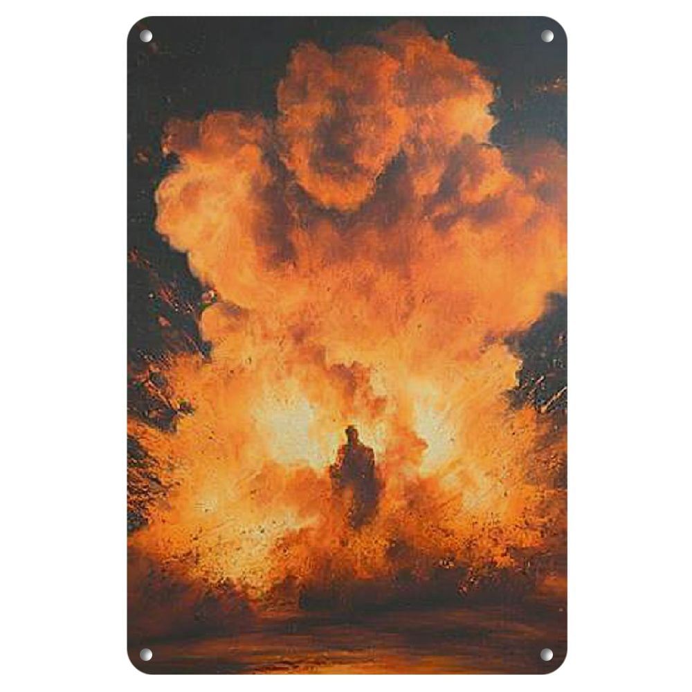 8"x12" Vivid Bomb Explosion Iron Sign - Dynamic Fireball Design, Home ...