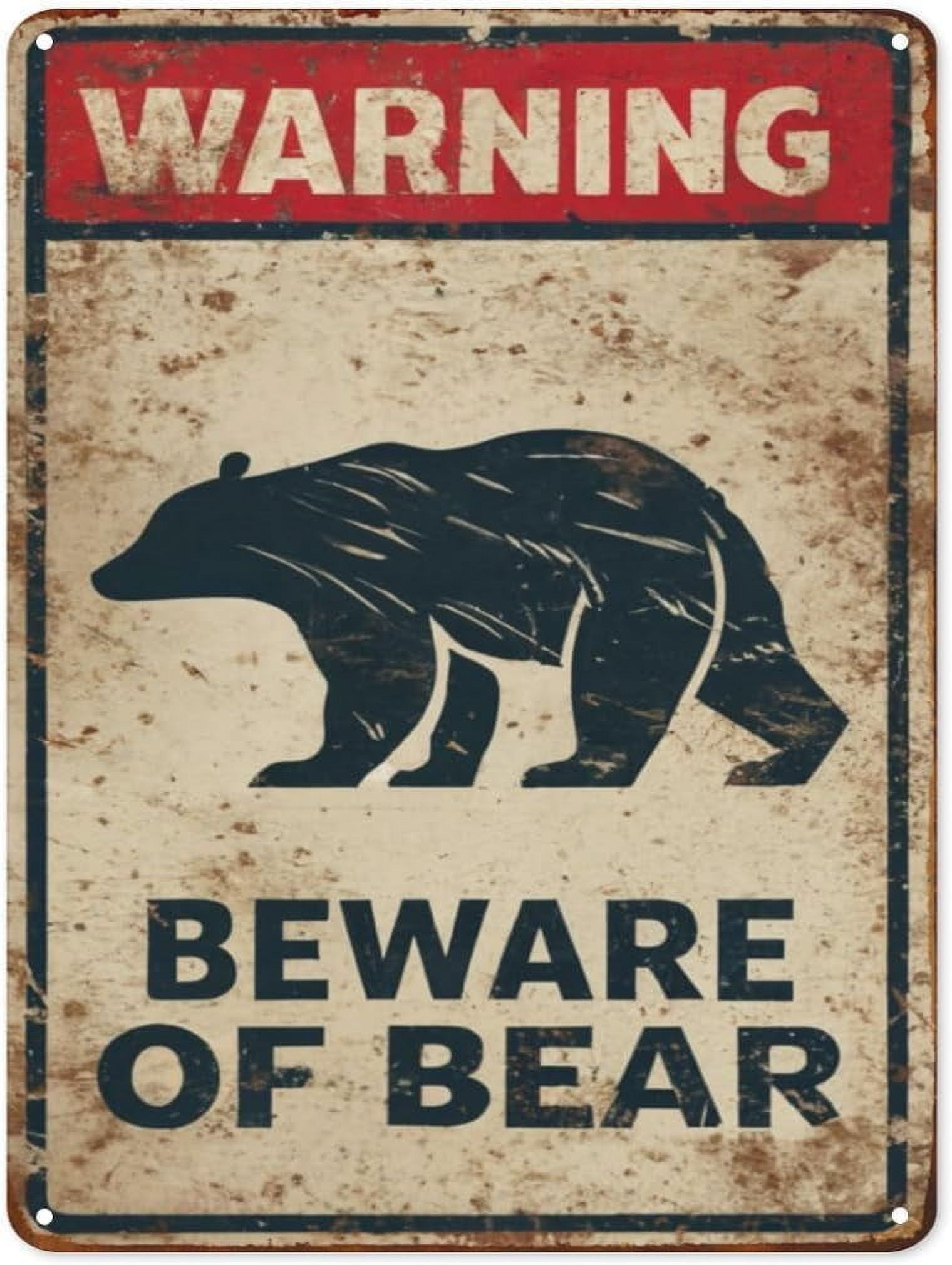 8"x12" Warning Sign Funny Metal Tin Sign Beware of Bear Tin Sign ...