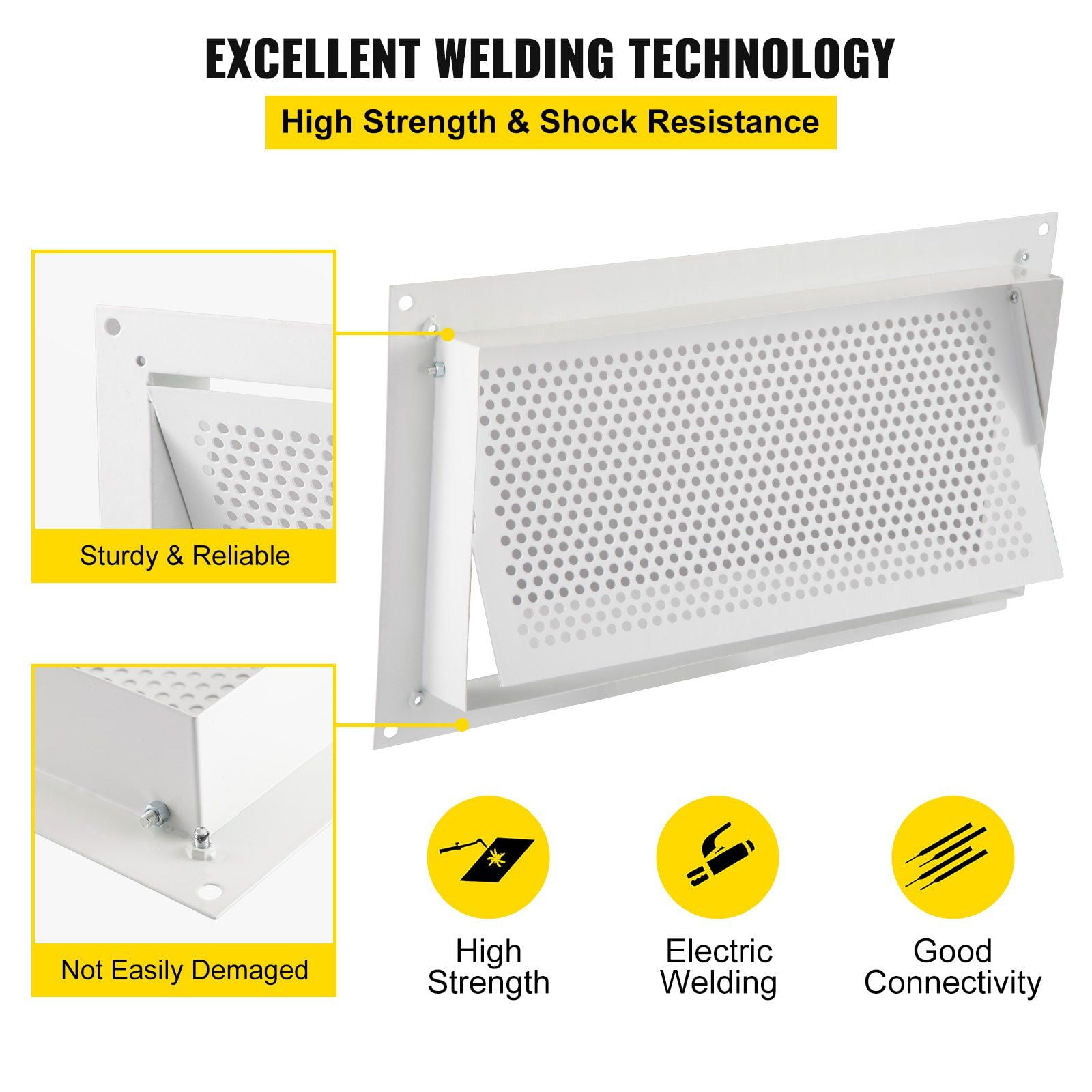 8"x16" White Foundation Flood Vent, Wall Mounted for Crawl Spaces ...