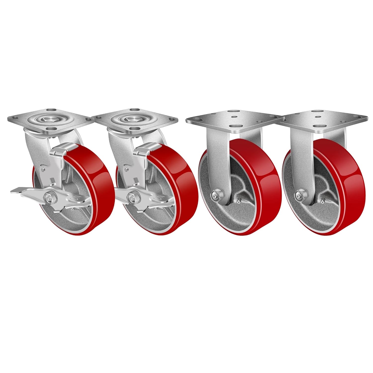 8"x2" Industrial Casters- Heavy Duty casters,Polyurethane Casters Wheel ...