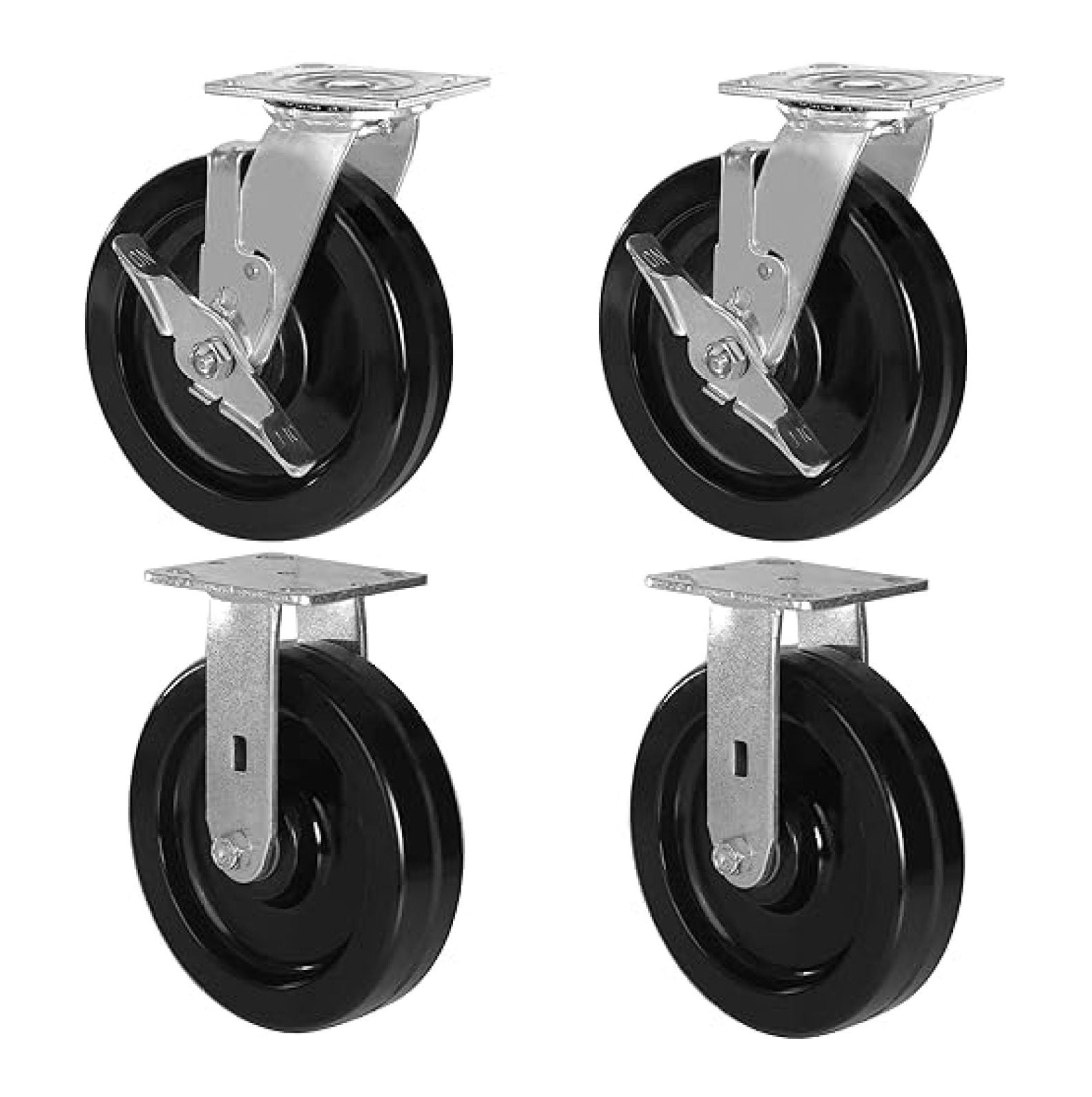 8"x2" Phenolic Wheel Top Plate Swivel Caster with Bearing Side Lock ...