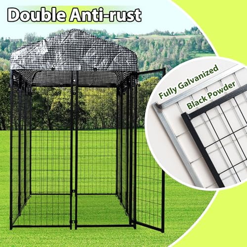 8'x4'x6' Large Outside Dog Kennel with Roof,Indoor Outdoor Dog Run ...