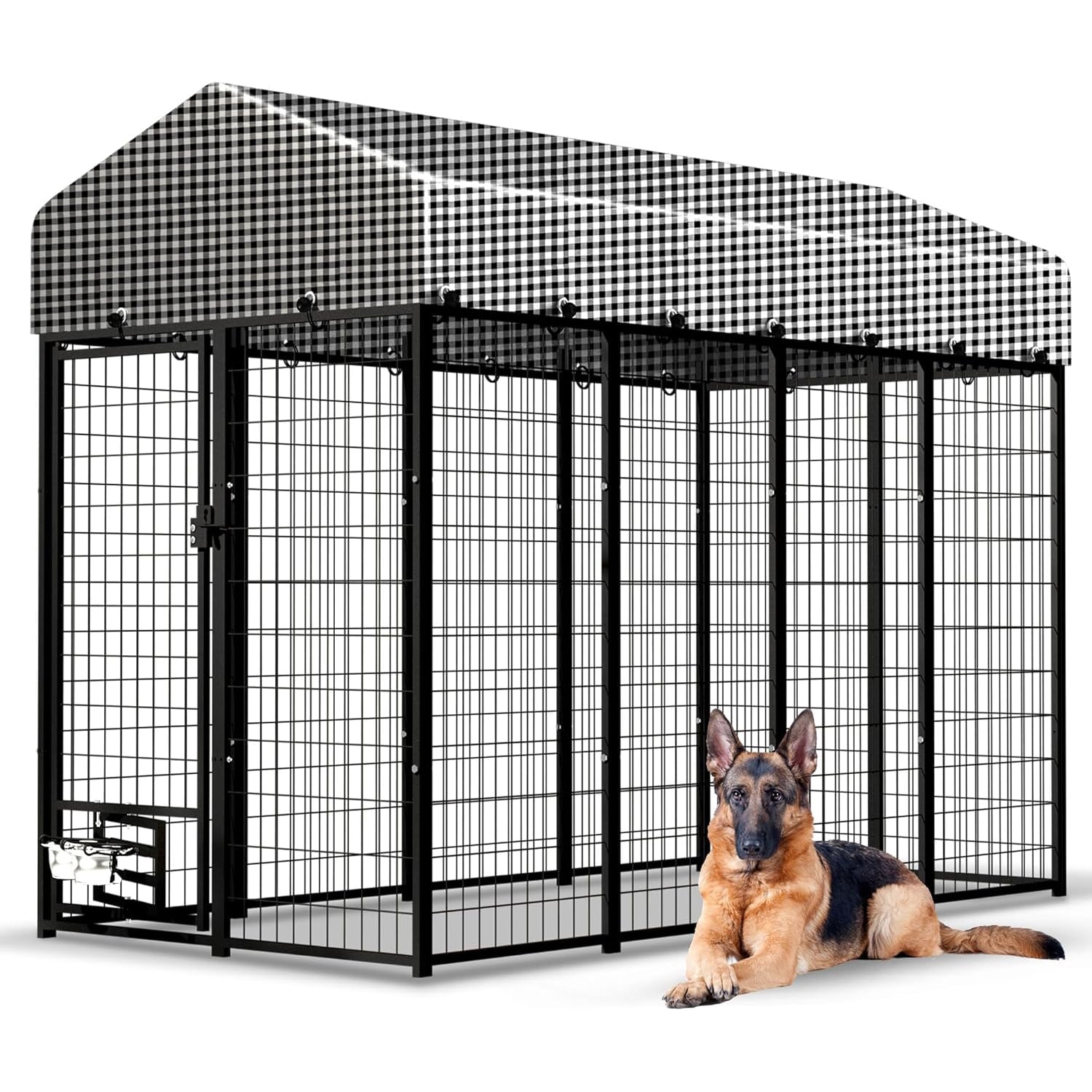 8‘x4’x6‘ Upgraded Large Dog Kennel Outdside with Bowls, Sturdy Outdoor ...