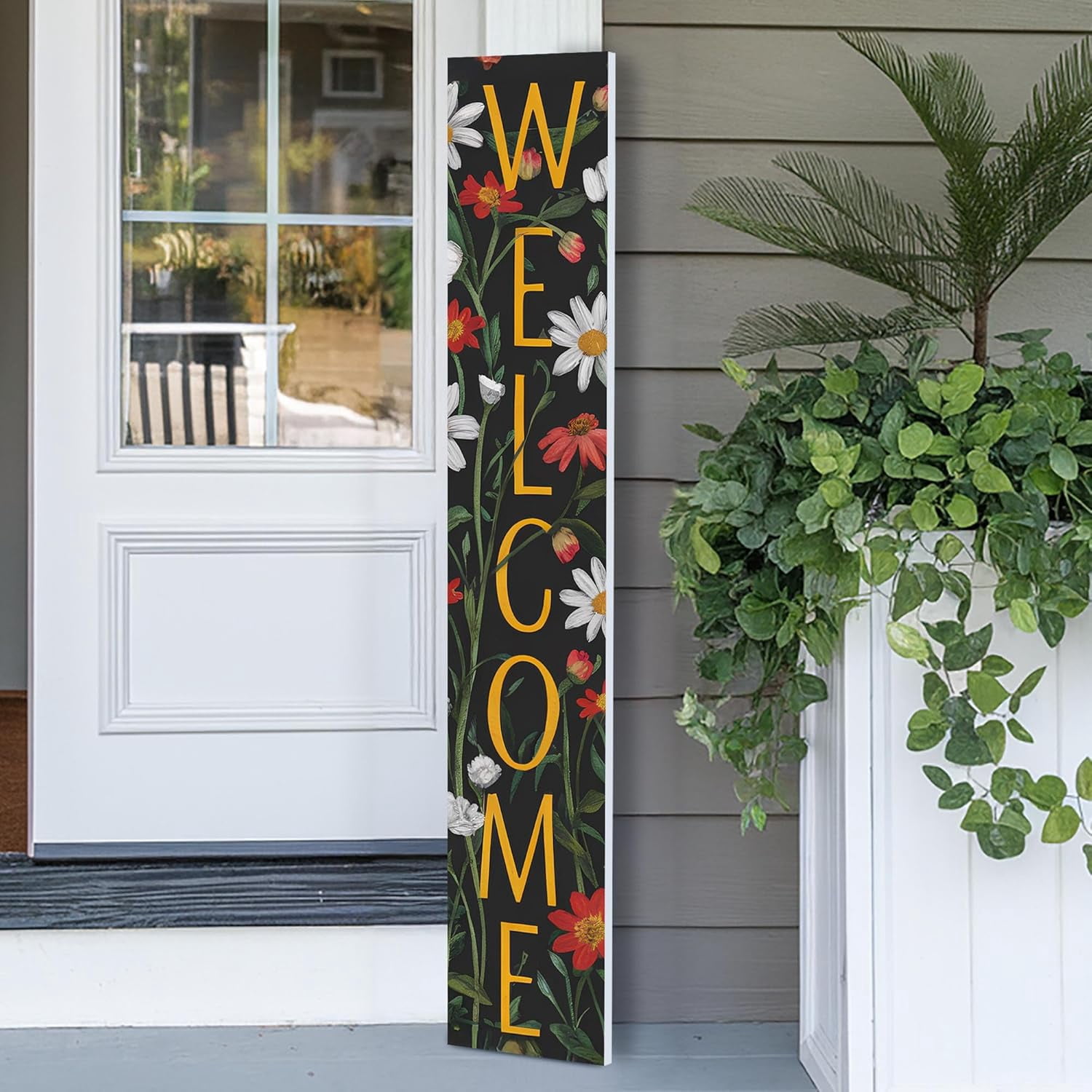 8"x48" Spring Welcome Sign for Front Porch, Hello Spring Porch Sign for ...