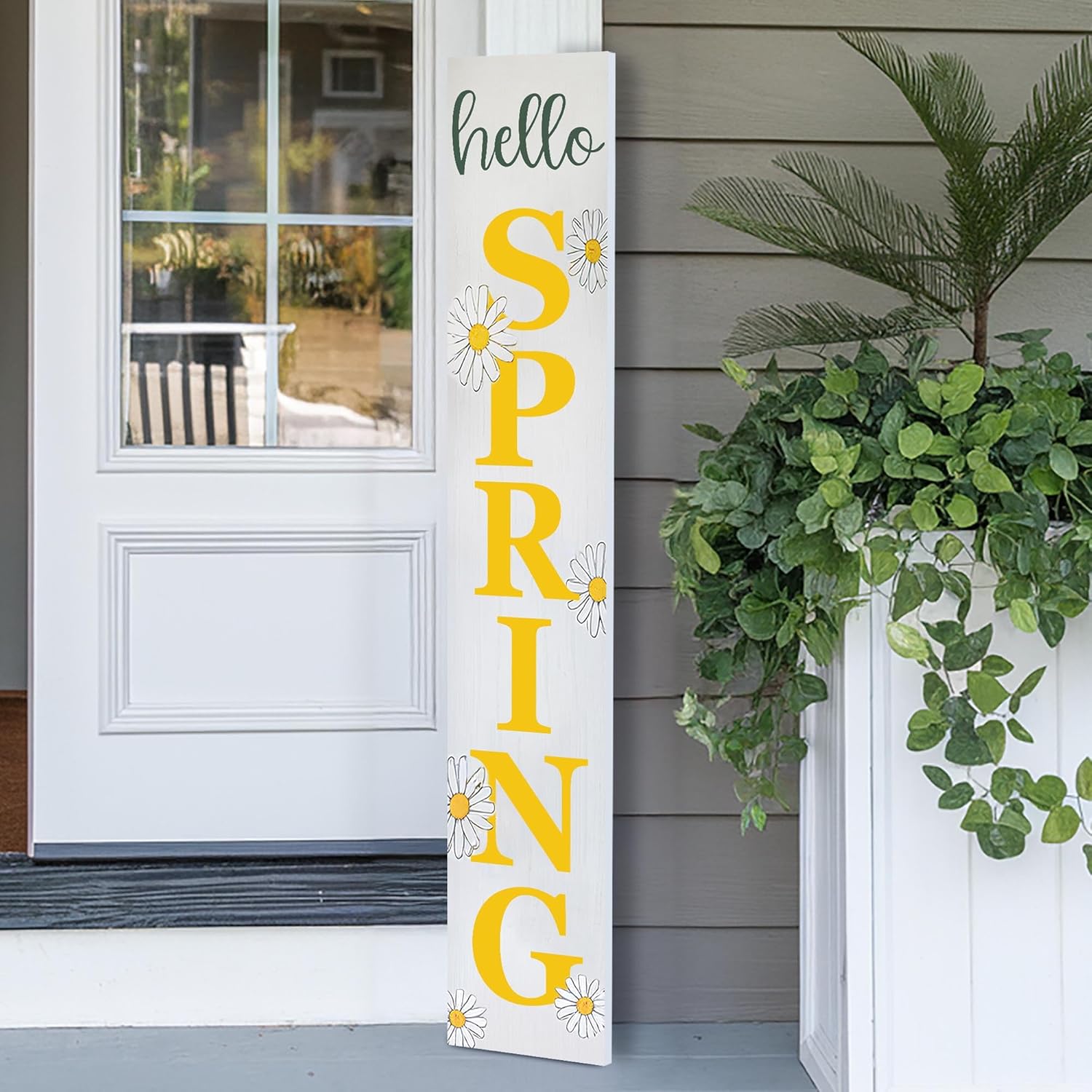 8"x48" Spring Welcome Sign for Front Porch, Hello Spring Porch Sign for ...
