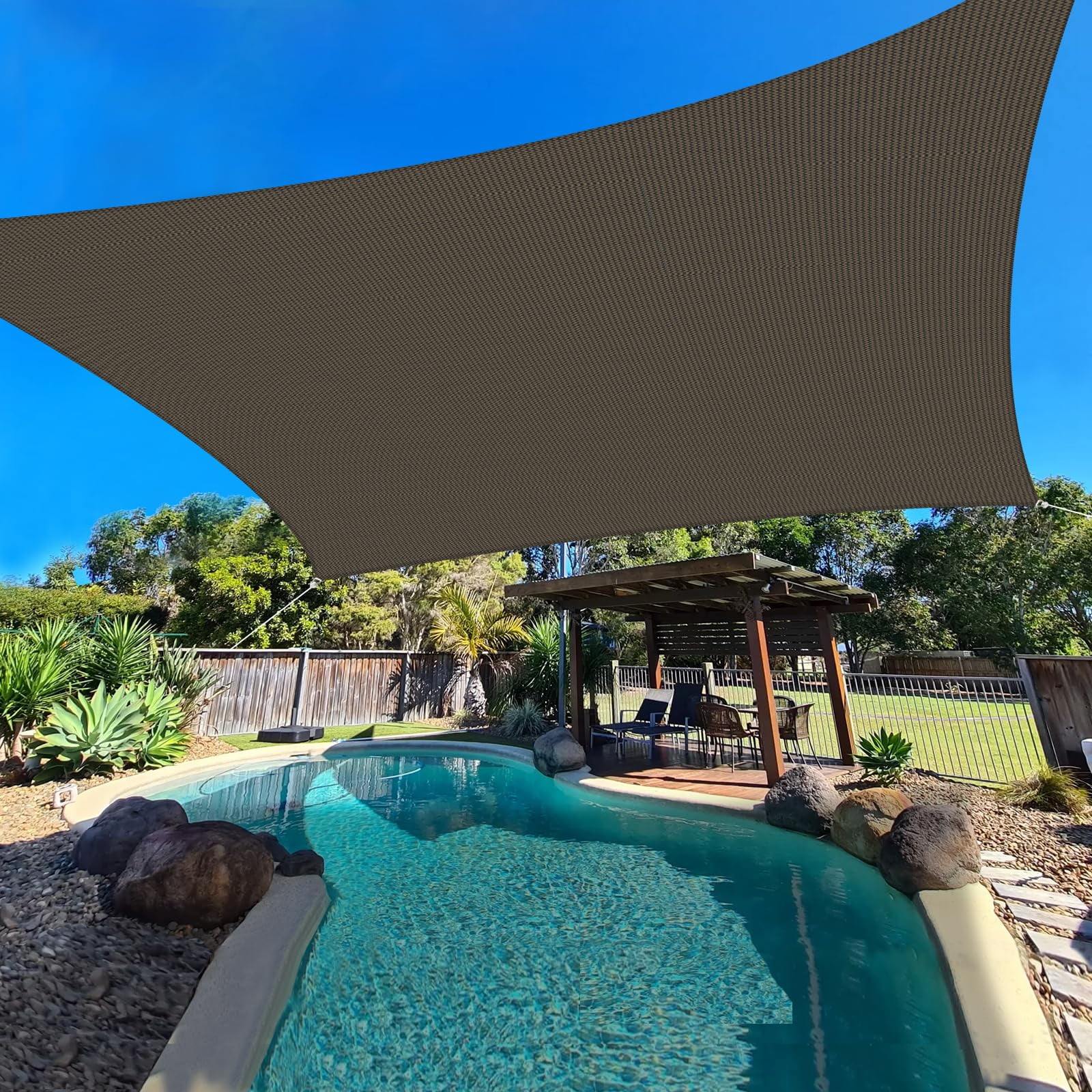 8'x7'10" Outdoor Rectangle Sun Shade, HDPE Canopy for Patio Pergola ...