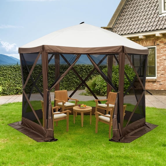 8'x8' Instant Pop-Up Canopy Tent with Removable Mosquito Netting & 2 ...