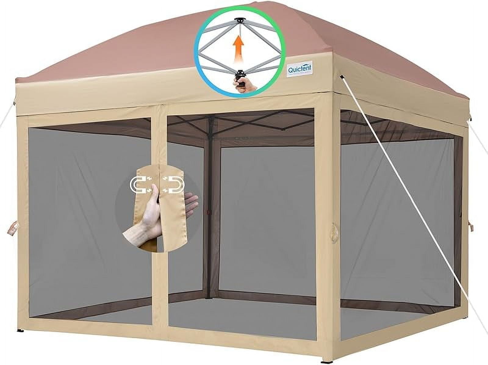 8'x8' Pop up Canopy Tent with Netting, Auto-Close Magnetic Doors, One ...