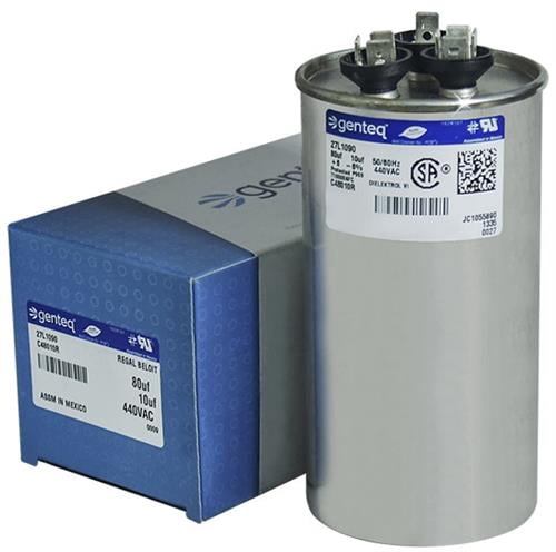 80/10 uF MFD x 440 VAC Dual Round Genteq / GE Industrial Replacement ...