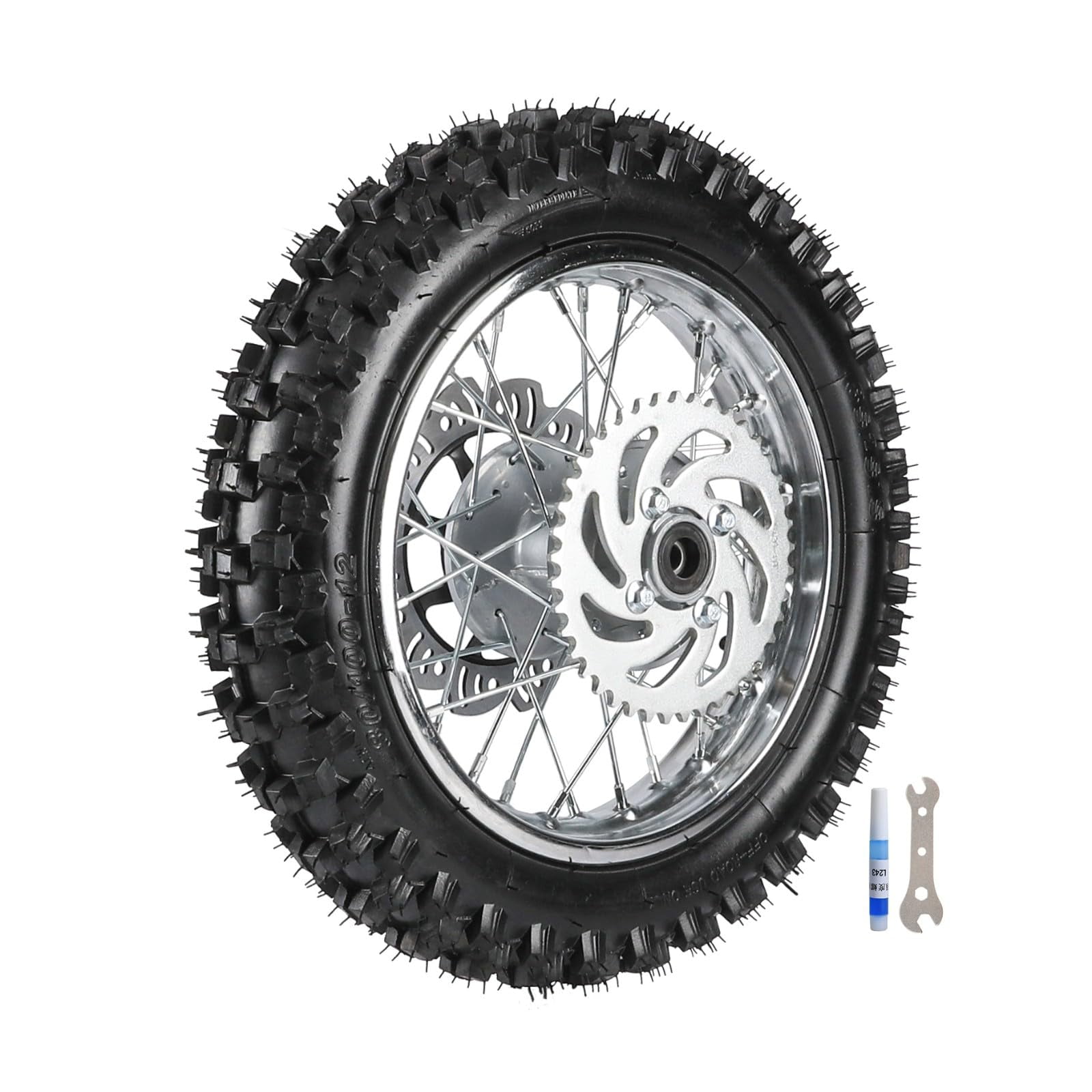 80/100-12 3.00-12 inch Rear Wheel Tire and Rim with Brake Disc + 420 ...