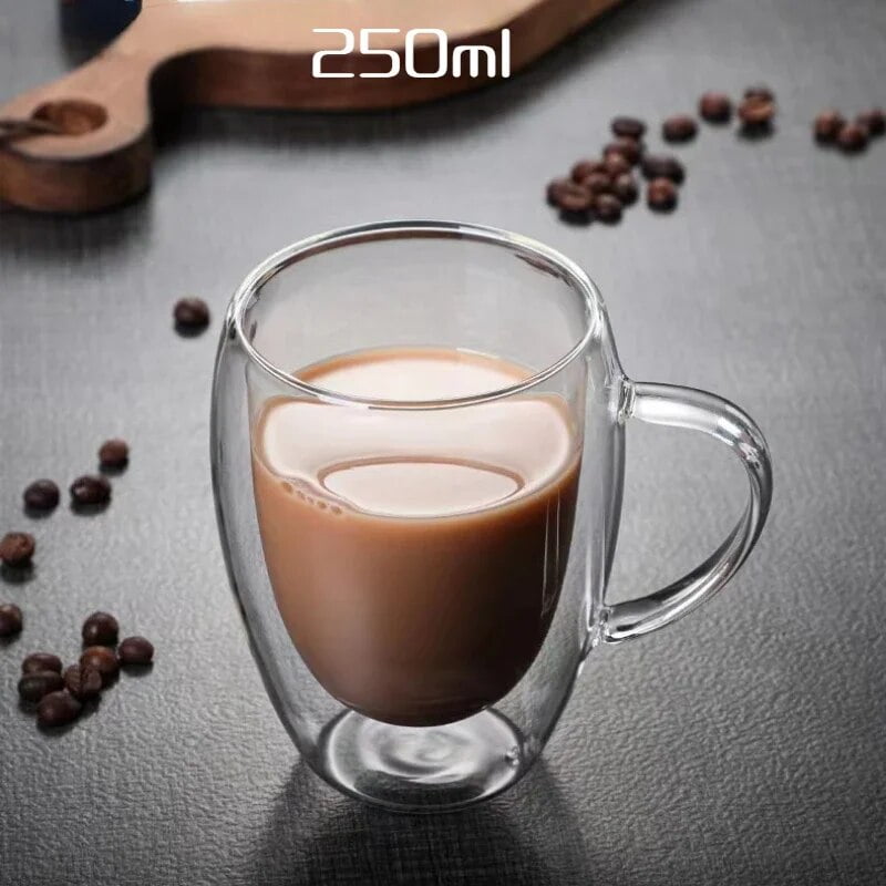 80/150/250/350ML Double Layer Coffee Glass Transparent Coffee Milk ...