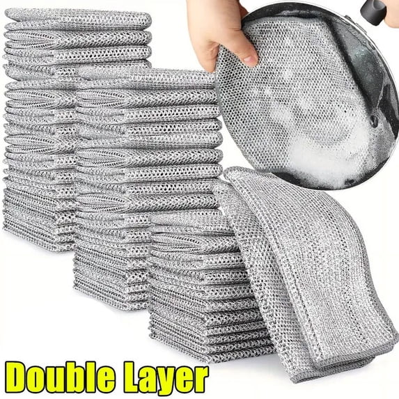 80/1pcs Magic Cleaning Cloth Thickened Double -sided Metal Steel Wire ...