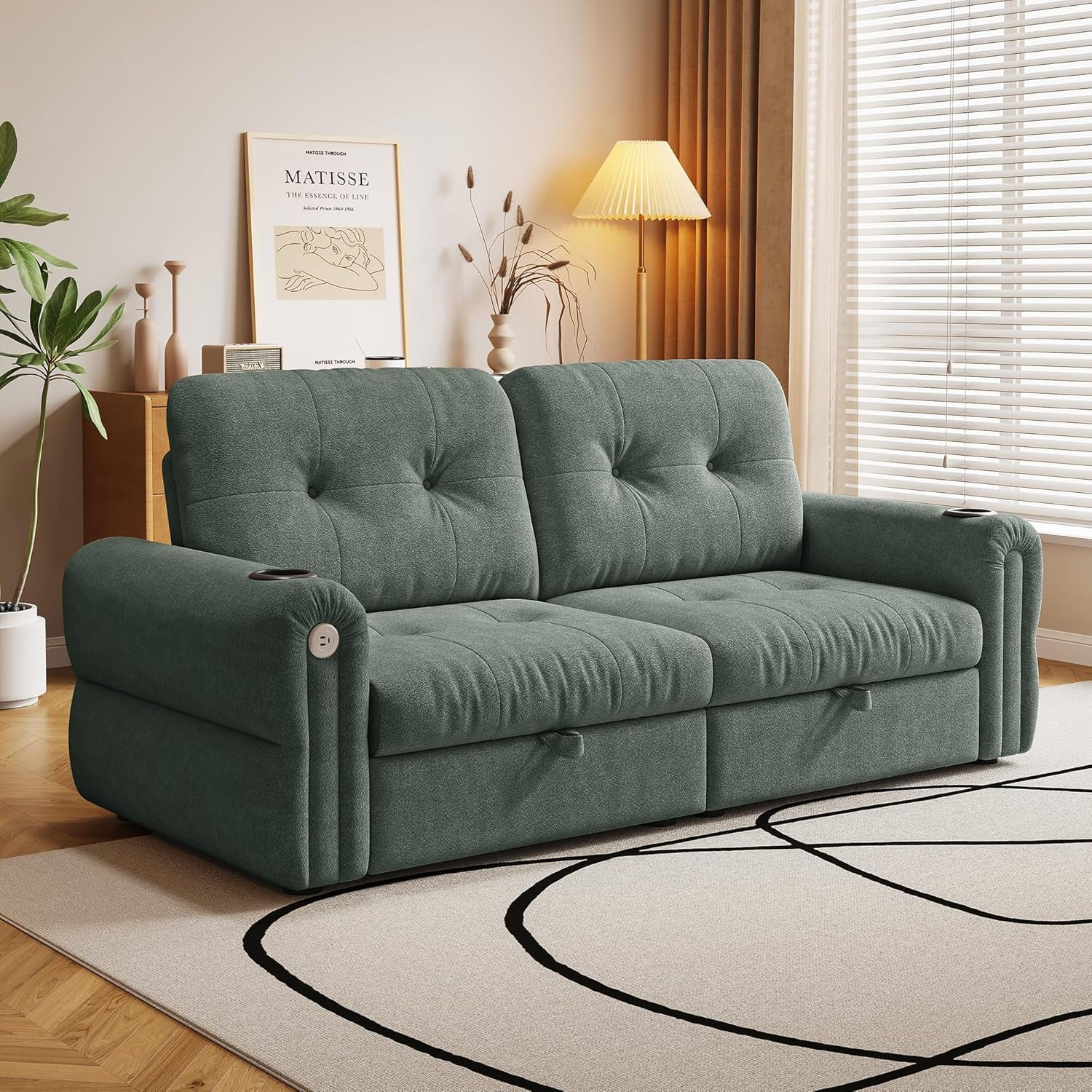 77'' Pull Out Couch Full, Chenille Sleeper Sofa with 5-Minute Assembly ...