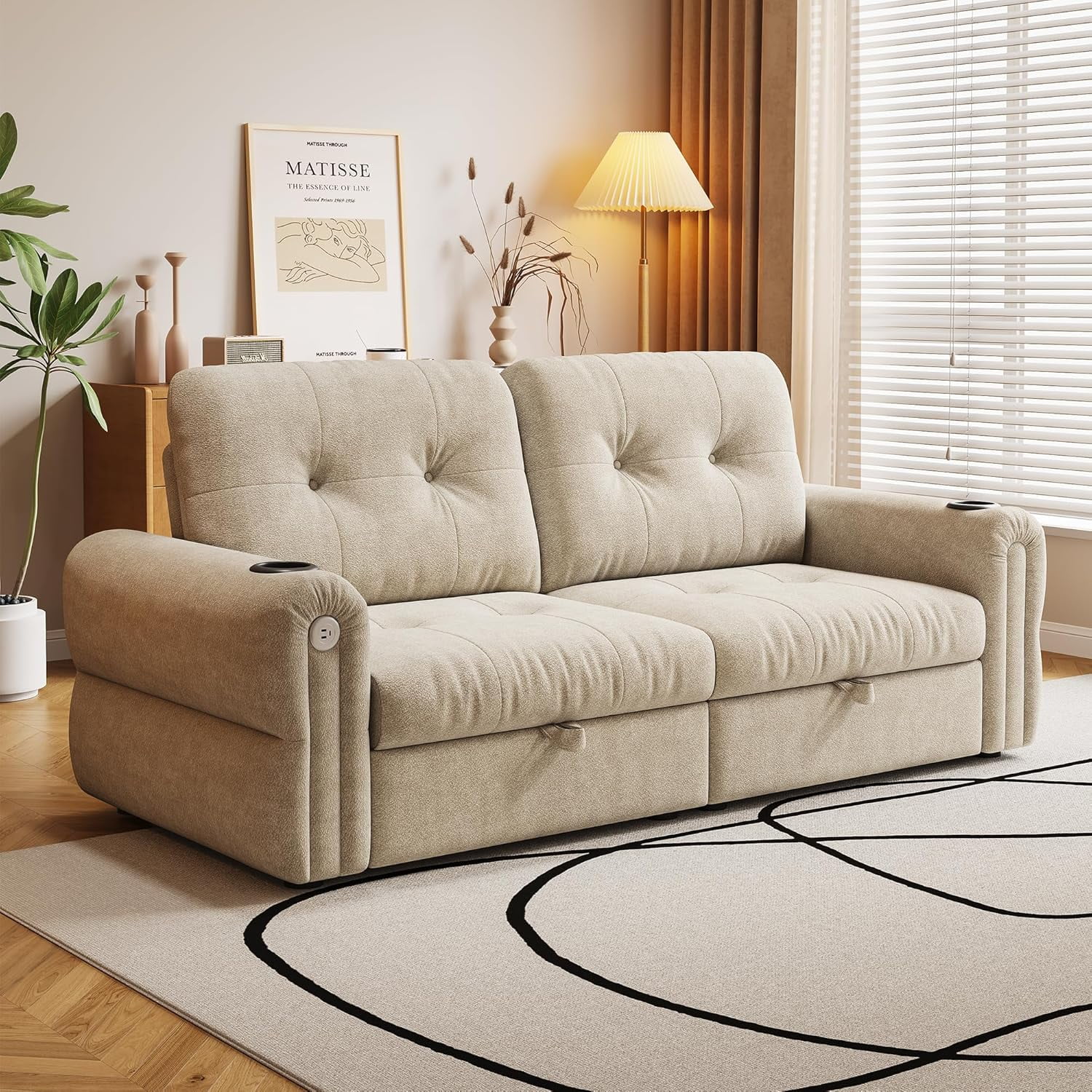 77'' Pull Out Couch Full, Chenille Sleeper Sofa with 5-Minute Assembly ...