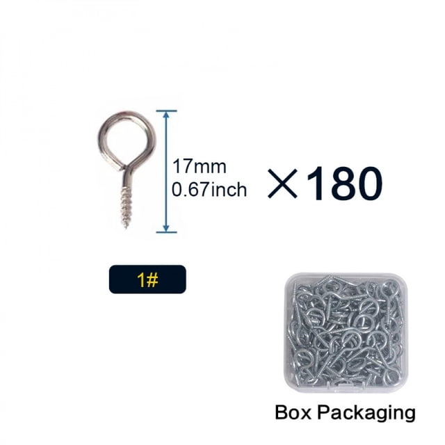 80-490 PCS Silver Eye Hooks Screw Metal 0.67 inches-1.1 inches Hook and ...