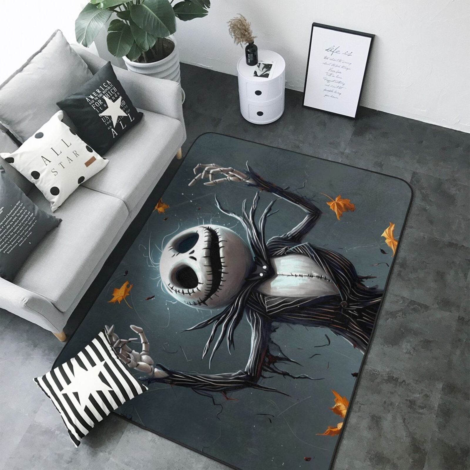 80*58in Soft Halloween Indoor Outdoor Rug Halloween Dancing Skeleton ...