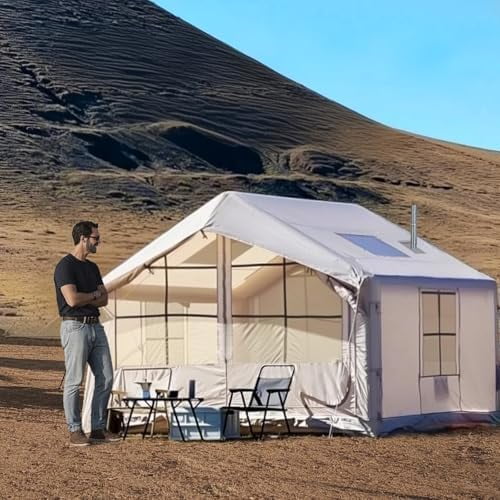 80.73 Square Feets Inflatable Camping Tent with Stove Jack, 6-8 People ...