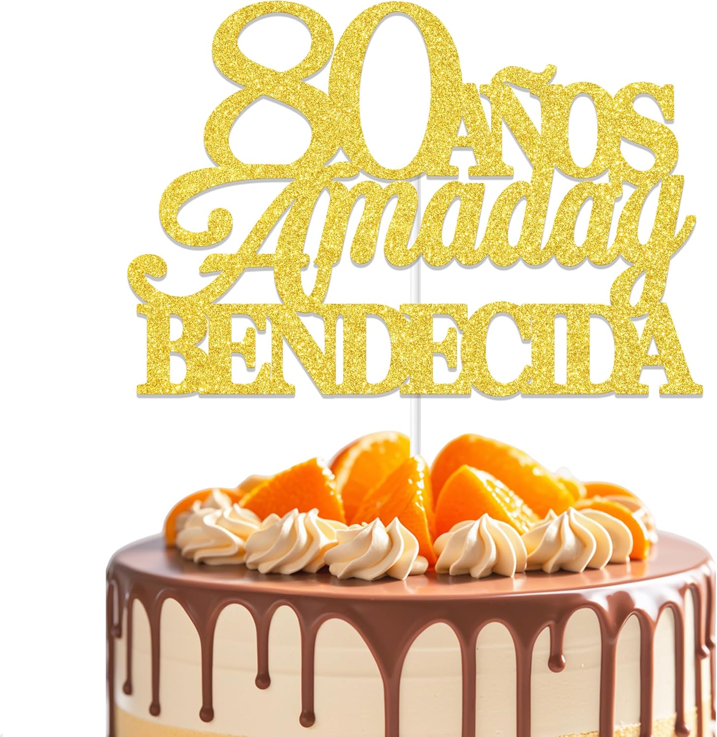 80 Años Amada y Bendecida Cake Topper, Happy 80th Birthday Cake Topper ...