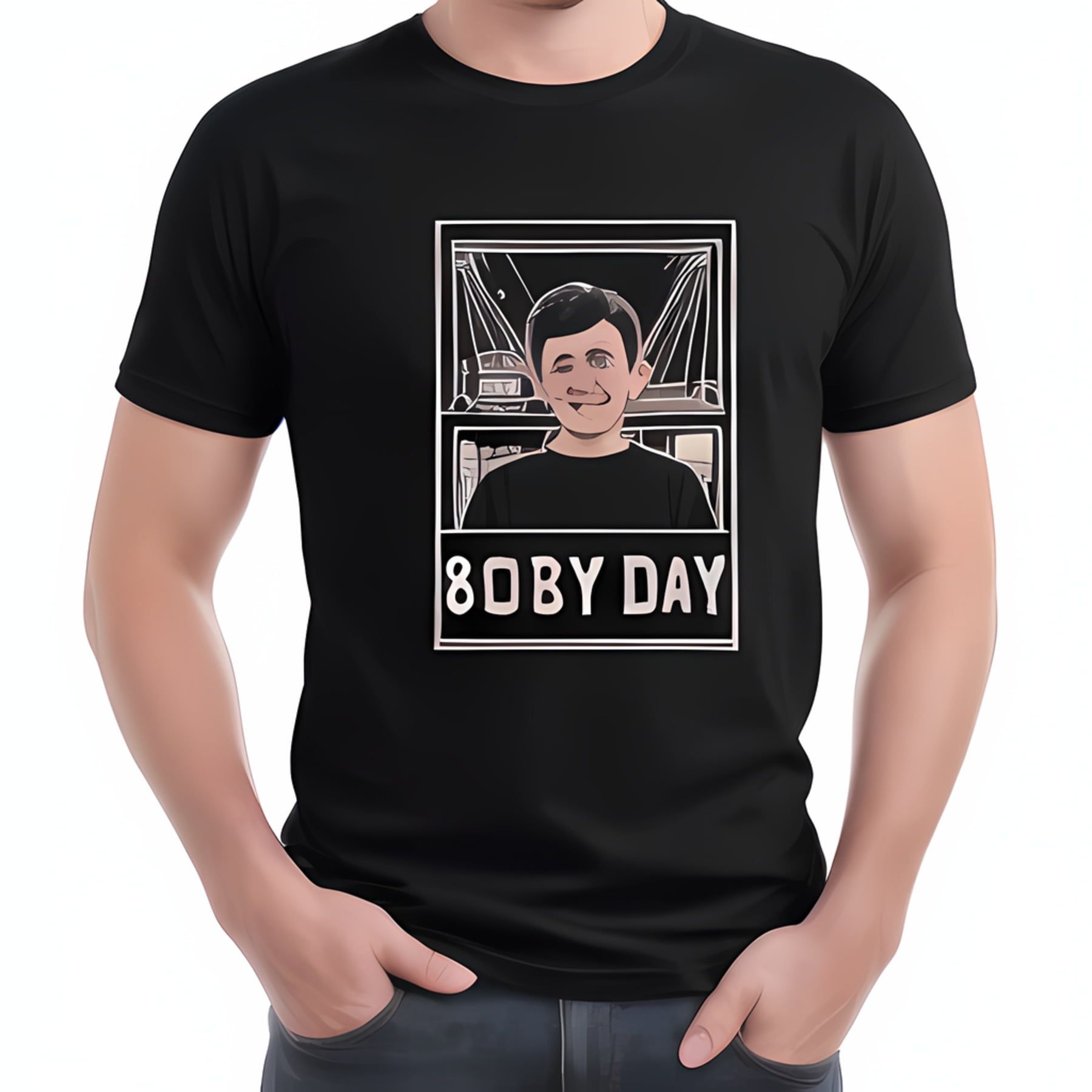 80 By Day Funny Cartoon T-Shirt The Office Fan Gift Black T-Shirt with ...