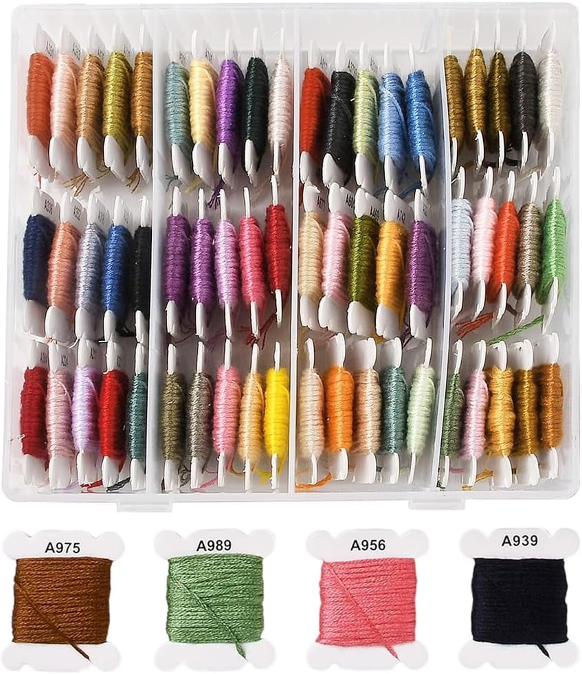 80 Cards 6-Ply Polyester Embroidery Floss Stitch Threads Mixed Color 0 ...