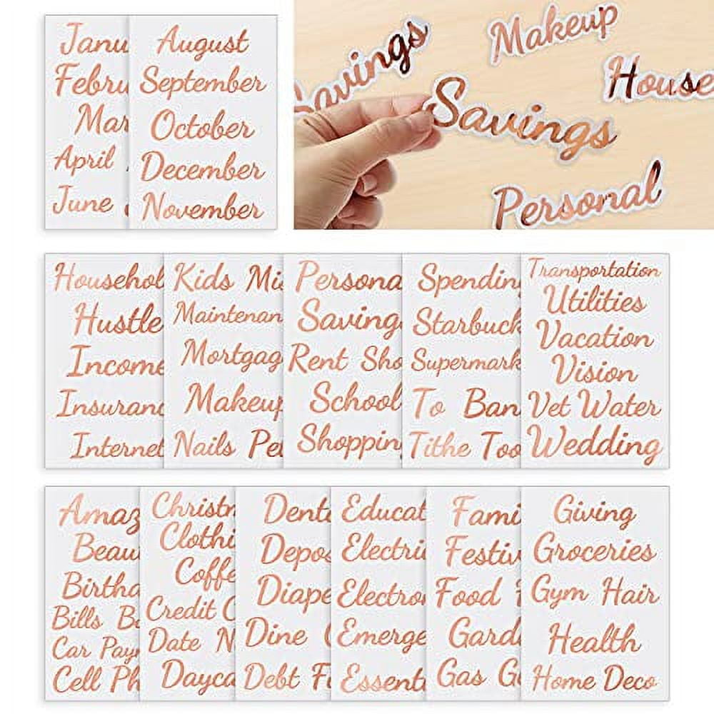 80 Cash-Envelope Budget Category Stickers - Rose Gold Vinyl Decals ...