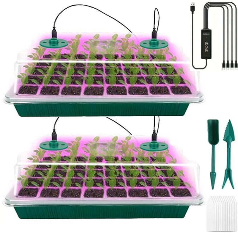 80 Cell Seedling Tray Kit, 2 Counts Seed Starting Tray with Grow LED ...