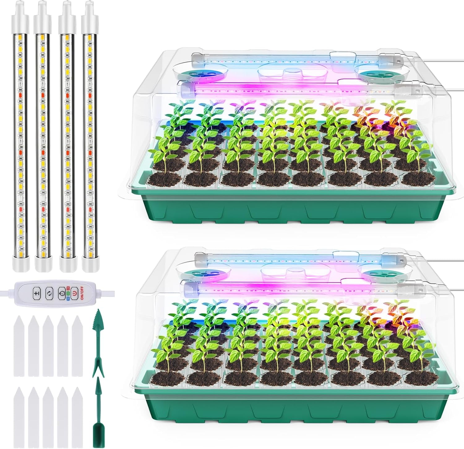 80 Cells Seed Starter Trays with Grow Lights, Color Change Lights for ...