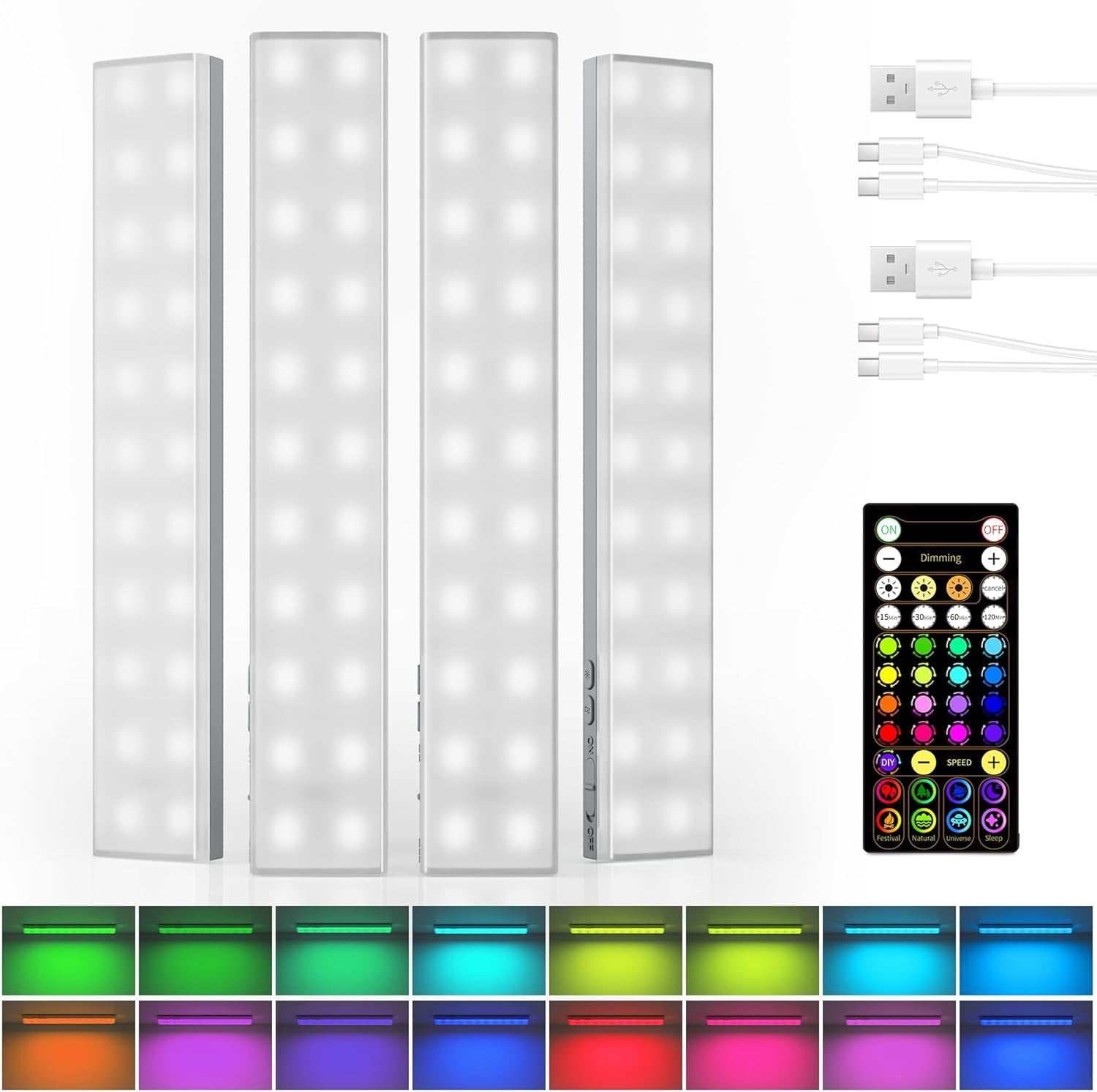 80 Color Changing Light Bars, 1800mAh Rechar able Battery Operated ...