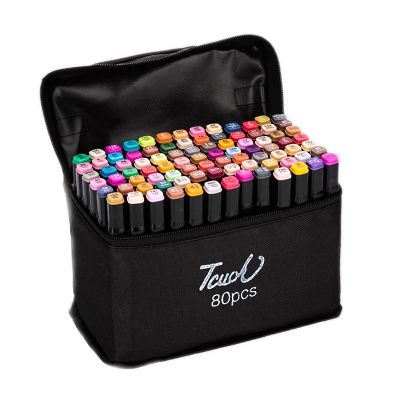 80-Color Dual-Tip Alcohol-Based Art Markers Set for Anime Drawing ...