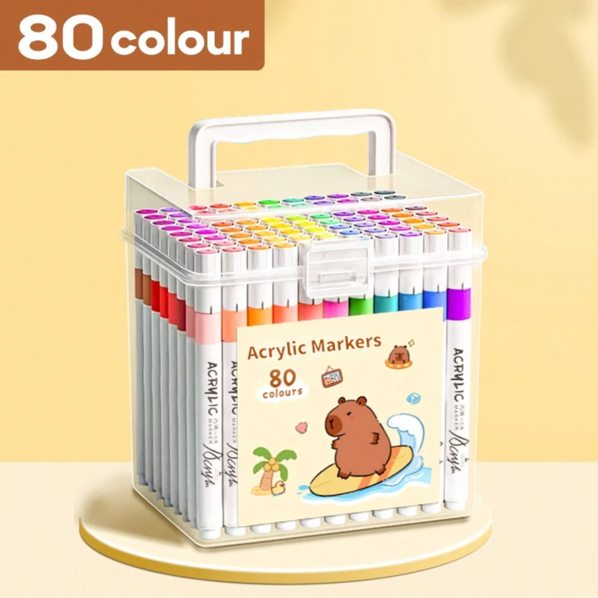 80-Color Premium Acrylic Markers Set - Single Tip Design Waterproof ...