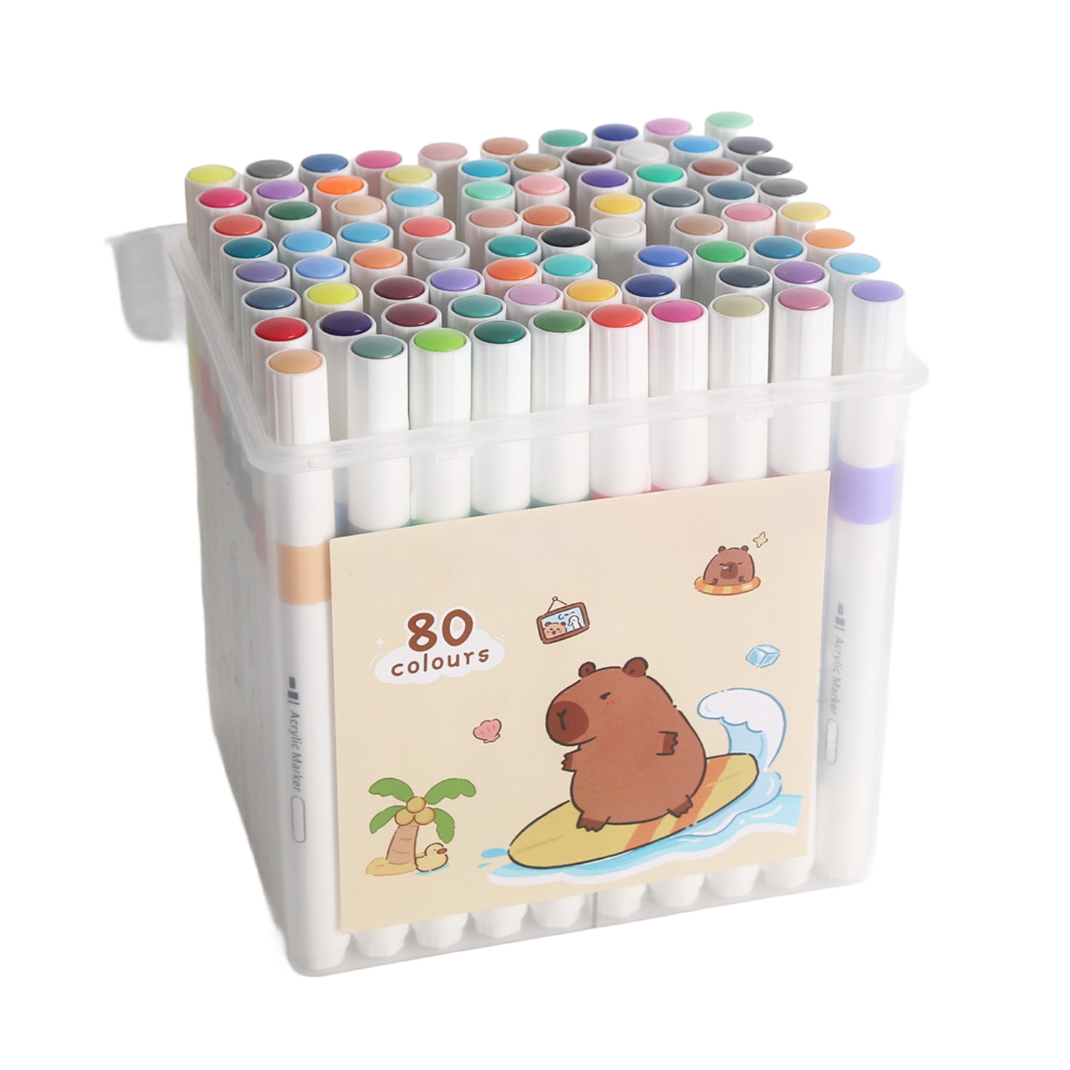 80 Color Versatile Acrylic Marker Kit Waterproof Quick Dry for Multi ...