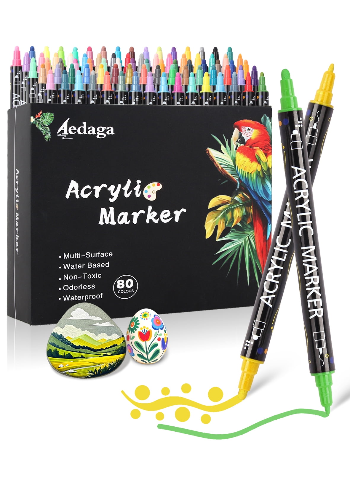 80 Colors Acrylic Paint Pens,Acrylic Paint Markers Dual Tip with Fine ...