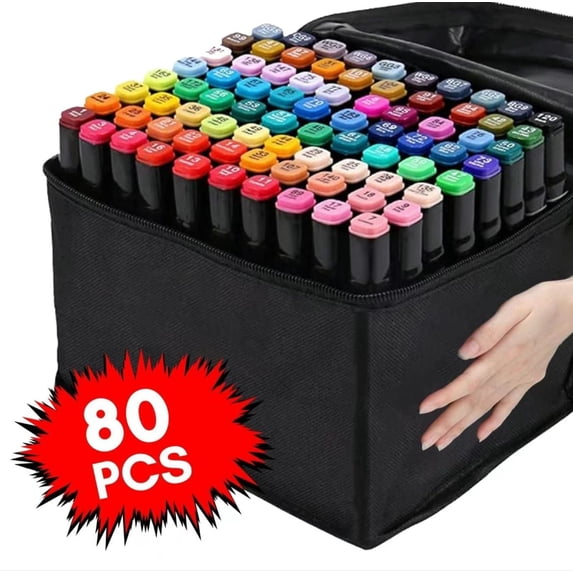 Alcohol Markers Set, Dual Tips Point, Assorted Colors, 80 Count ...