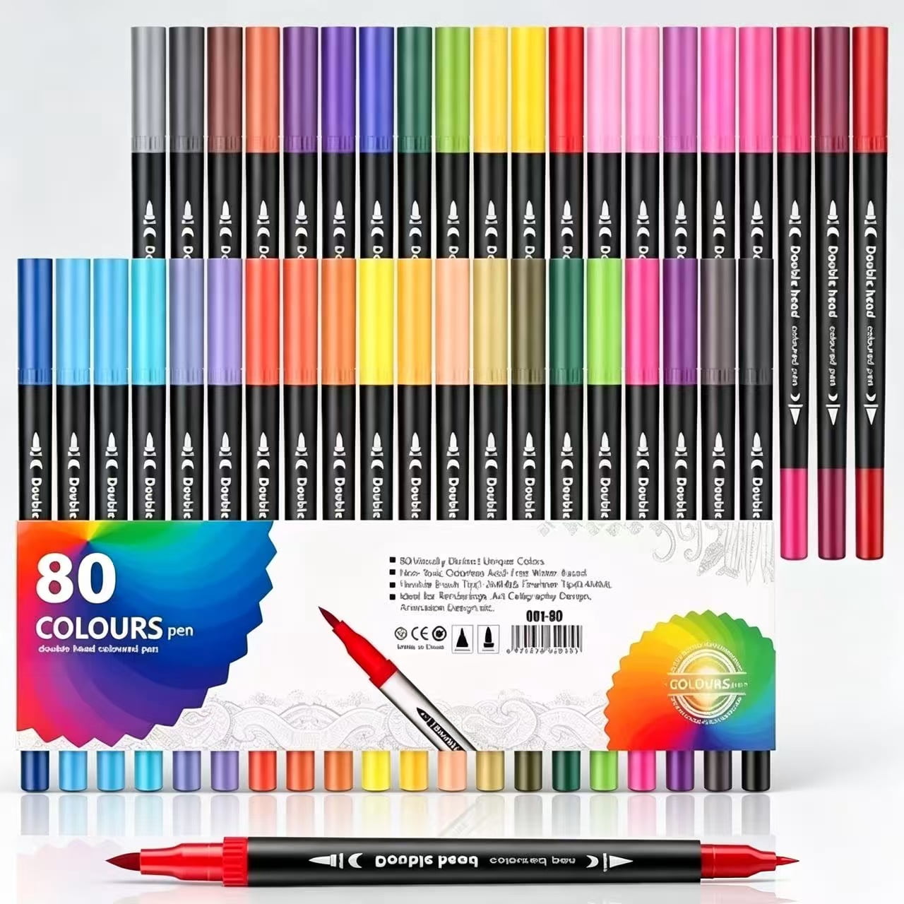 80 Colors Art Brush Marker, Dual Tip Coloring Markers，Art Markers for ...